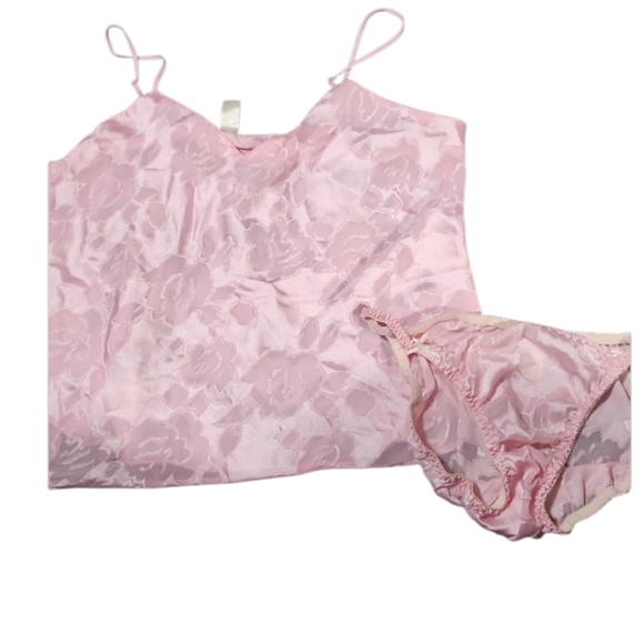 Intimates Sleepwear Vintage 8 Pink Satin Floral Bikini Panties And